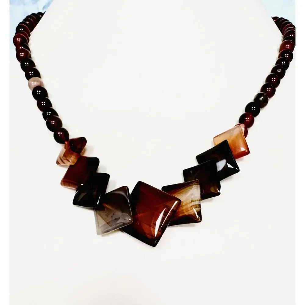 Jewelry | Polished Red Jasper Beads With Square Shapes Arch Necklace ...